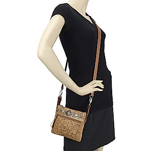 American West Women's Trail Rider Crossbody Bag Tan One Size