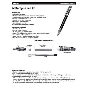 Penn State Industries PKMOTAP Motorcycle Kickstart Action Ballpoint Pen Kit Woodturning Project (1, Antique Pewter)