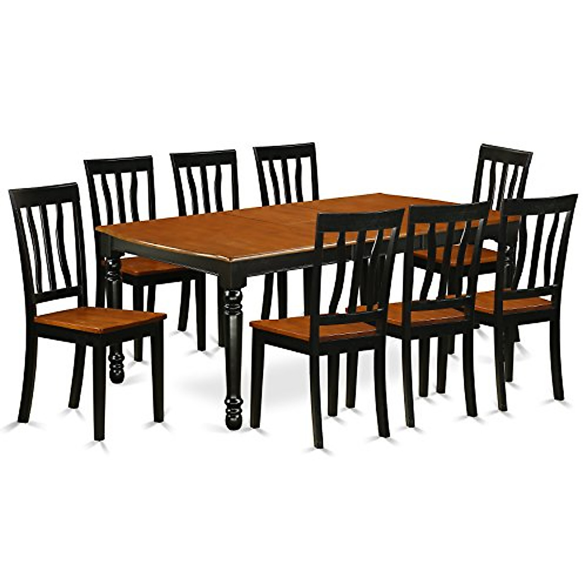 East West Furniture DOAN9-BCH-W Dining Set, 9 Pieces