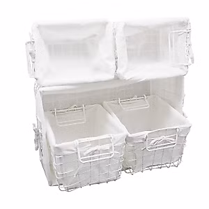 Admired By Nature Vintage Storage Cotton Liner, Assorted Set of 5 ABN5E120-WHT, White Cloth Basket