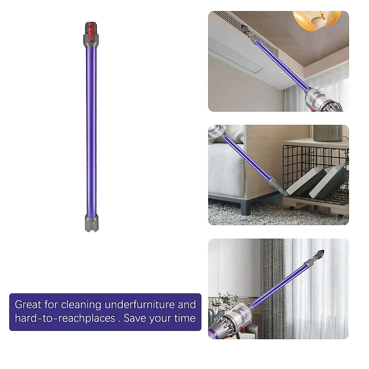 Replacement Wand Compatible with Dyson V15 V11 V10 V7 V8 Cordless Stick Vacuum Cleaner, Quick Release Vacuum Accessories (Purple)