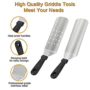 Griddle Accessories Kit, 39 Pcs Flat Top Grill Accessories for Blackstone and Camp Chef, Professional Grill BBQ Spatula Set with Basting Cover, Scraper, Thermometer, Egg Ring, Gifts for Men