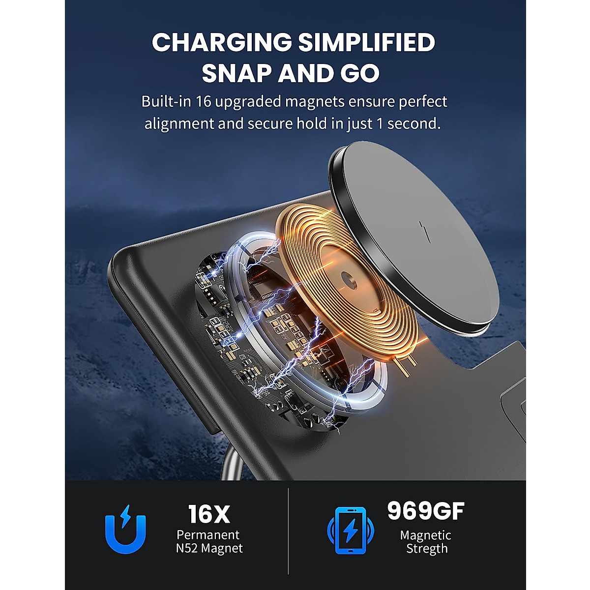 3 in 1 Wireless Charger Stand for Magsafe: 𝟮𝟬𝟮𝟰 𝗡𝗲𝘄 Charging Station for iPhone 15/14/13/12 Series - Magnetic Phone Pad for Apple Watch Ultra 2/Series 9/8/7/6/5/4/3/2/SE, AirPods Pro 3rd/2nd
