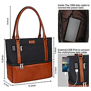 MONSTINA Lunch Bag,Lunch Tote Bag for Women,Large Lunch Box with Waterproof Insulated,USB Reusable Lunch Pouch for Office School