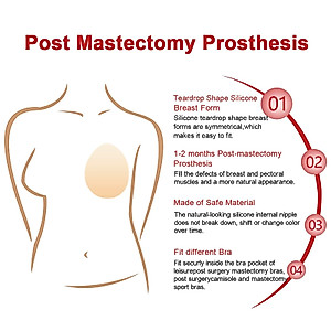 YOPADO Silicone Breast Form Waterdrop 1 Piece, Without Nipple Prosthetic Enlargement Bra Enhancer Inserts Pads Fake Boobs for Crossdresser Mastectomy Prosthesis Cosplay(150g/Piece, Nude)