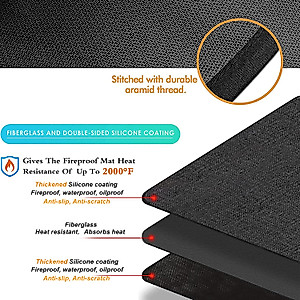 UBeesize Thickened 48x36 inches Under Grill Mat for Outdoor Grill,Double-Sided Fireproof Grill Pad for Fire Pit,Indoor Fireplace Mat Fire Pit Mat,Oil-Proof Waterproof BBQ Protector for Deck and Patio