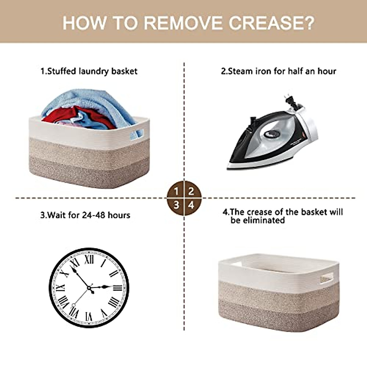 OIAHOMY Large Blanket Basket, Rectangle Woven Baskets for Storage, Nursery Cotton Rope Basket Living Room, Toy Basket For Organizing, Large Baskets With Handle-22”x17”x12”-Gradient Yellow