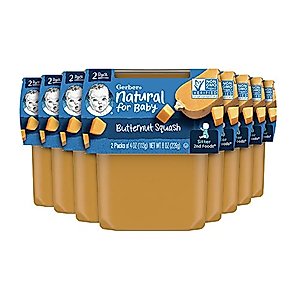 Gerber 2nd Food Baby Food Butternut Squash Puree, Natural & Non-GMO, 4 Ounce Tubs, 2-Pack (Pack of 8)