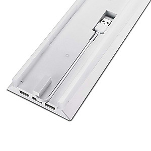 KlsyChry Vertical Stand for PS4 White, Blue Light Base Led PS4 Bracket Mount Holder Stand for PlayStation 4 Console with 3 USB Hub Ports -White