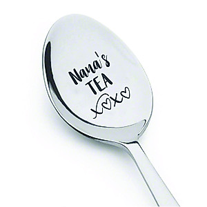 Gift to Nana with Lots of XOXO's | Mother's Day Gift | Christmas Easter Newyear Day Gifts | Grandson Grandaughter Gift | Birthday Gift to Tea Lover Nana | Thanks Giving Cereal Icecream Spoon - 7 Inch