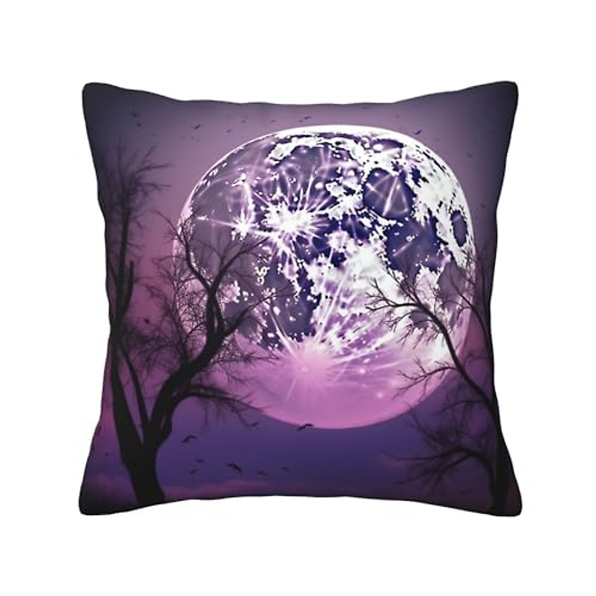 VTCTOASY Purple Moon Night Sky Print Throw Pillow Covers Fashion Throw Pillow Case Soft Couch Pillows Decorative Square Pillow Covers for Sofa Living Room 16"x16"
