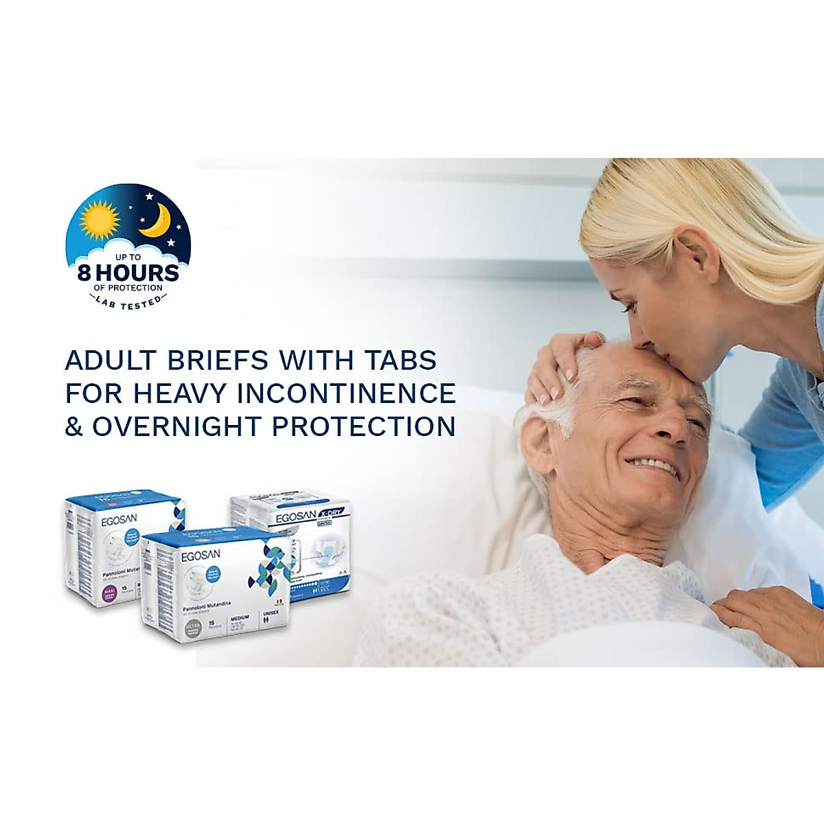 Egosan Ultra Incontinence Disposable Adult Diaper Brief Maximum Absorbency and Adjustable Tabs for Men and Women (Large, 15-Count)