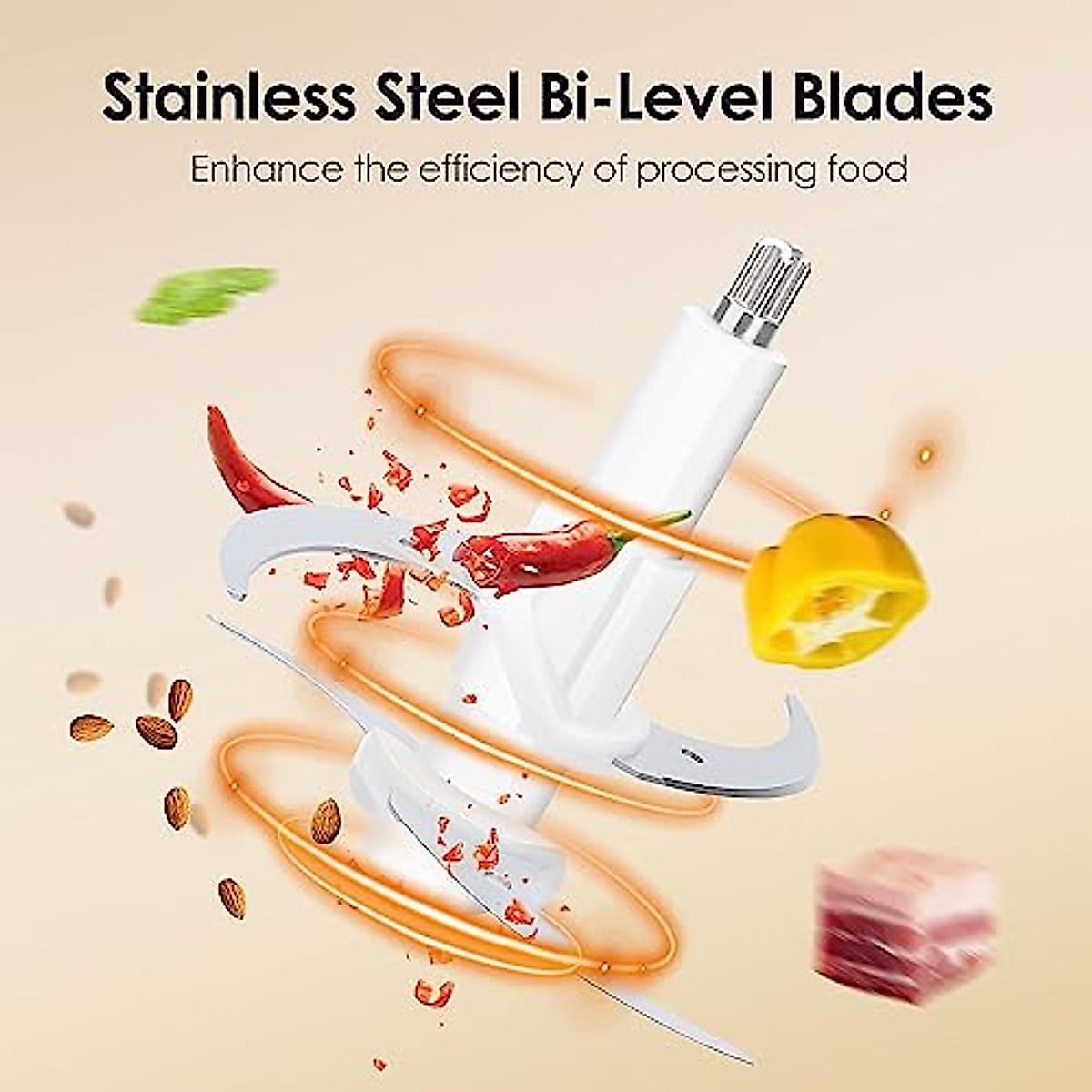 Food Processors,VASTELLE Electric Food Chopper with Bi-Level Blades, Meat Grinder and Vegetable Chopper for Baby Food, Meat, Onion, Nuts, 8 Cup BPA-free Glass Bowl, 2 Speed, Grey