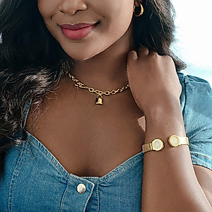 WISTIC Gold Roman Numerals Cuff Bracelets for Women Wide Soft Elastic Stainless Steel Bangle for Men and Unisex adults Gift Fashion Jewelry