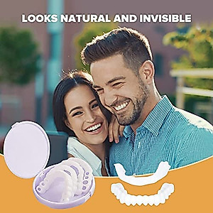 4 PCS Dentures Teeth for Women and Men, Dental Veneers for Temporary Teeth Restoration, Nature and Comfortable, Protect Your Teeth and Regain Confident Smile, Natural Shade-5