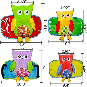 Extpro Learn to Dress Owl Doll Toys Kids Early Learning Basic Life Skills Busy Boards - Lace, Snap, Button, Zip for Preschool Education (Owl)