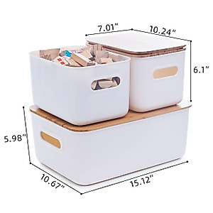 Citylife 3 Packs Plastic Storage Bins with Lids Storage Box with Handle Stackable Containers for Organizing