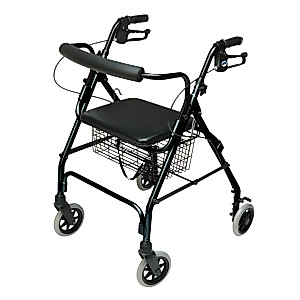 Graham-Field RJ4300K Lumex Walkabout Lite Rollator Walker with Seat, Lightweight, 14.5 lb., Large 6" Wheels, Black