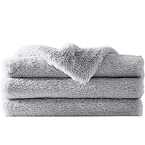 Charisma - Luxe Faux Mink Fur Throw in Gift Box (50" x 70") - Grey - Perfect for Gifting, 50x70