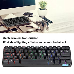Kafuty-1 STK61 PBT Wireless Gaming Keyboard, 61 Keys LED Backlight Rechargeable Mechanical Keyboard, USB C Bluetooth Keyboard, for Win 2000/XP/VISTA/7/8/10/Linux/OS X(Black Tea Shaft)