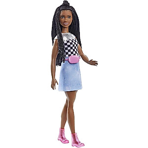 Barbie: Big City, Big Dreams “Brooklyn” Roberts Doll (11.5-in, Brunette Braided Hair) Wearing Shimmery Top, Skirt & Accessories, Gift for 3 to 7 Year Olds
