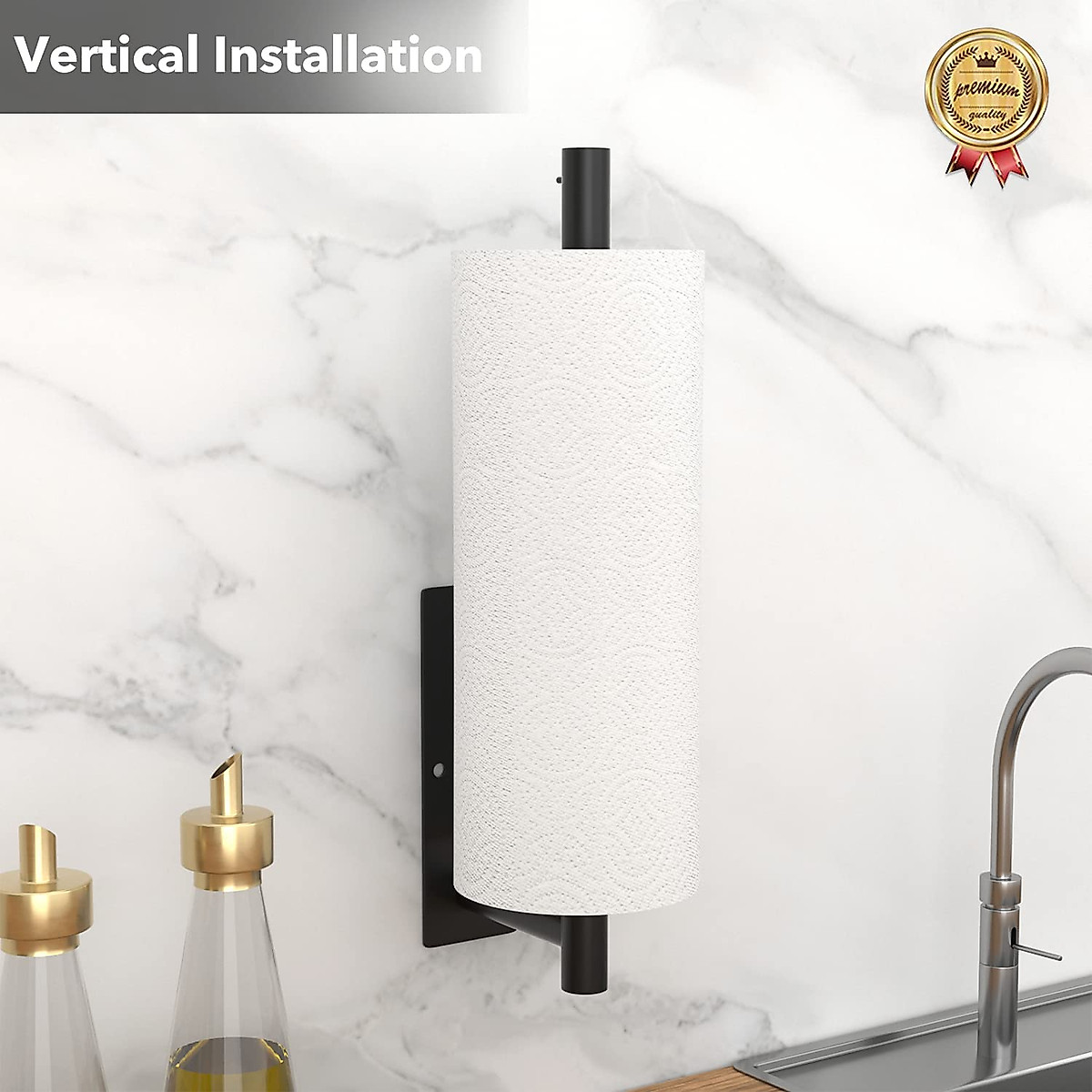 Paper Towel Holder Under Cabinet - Self-Adhesive or Drilling, Paper Towel Holder Wall Mount, Towel Rack for Kitchen Organization and Storage, Stainless Steel Kitchen Paper Roll Holder