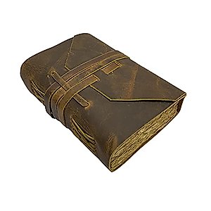 Ruzioon (7” x 5”) Leather Journal Writing Notebook - vintage leather-bound journal with deckle edge paper – Sketchbook - Travel Diary - leather journals