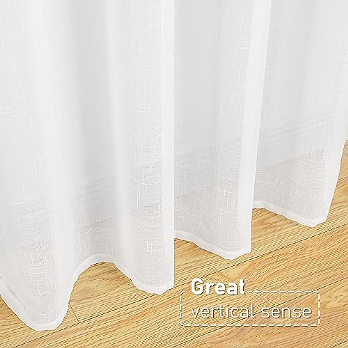 BGment White Sheer Curtains 63 Inch Length 2 Panels for Living Room Bedroom, Linen Semi Sheer Light Filtering Window Curtains with Grommet, 2 Panels, Each 52 x 63 Inch, White