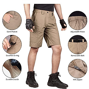 FREE SOLDIER Men's Water Resistant Tactical Hiking Shorts Relaxed Fit Work Cargo Shorts(Classic Brown 30W x 11L)