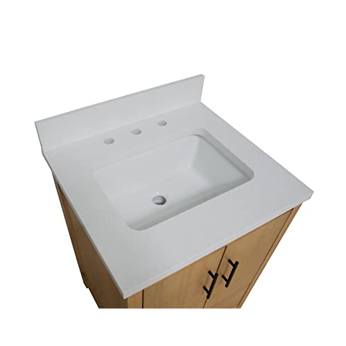 California 24-inch Bathroom Vanity (Matte White/Blonde): Includes Blonde Cabinet with Matte White Countertop and White Ceramic Sink