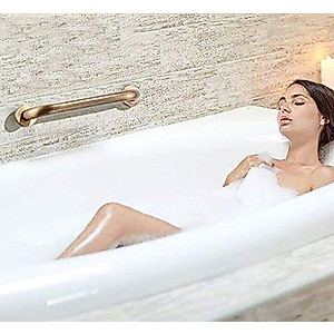 CRODY Bath Wall Attachment Handrails Grab Bar Rails Brass Antique Wall Mounted Grab Bar,Bathroom Shower Anti-Slip Grip,Toilet Bath Safety Anti-Fall Grip for Elderly Disabled, Towel Rack/30Cm