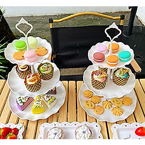 Plastic Cupcake Stands, 3 Tier Cupcake Stand, Dessert Tower Tray for Tea Party, Baby Shower and Wedding (2 Pack, Wave Style)