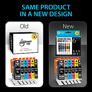 Smart Ink Compatible Ink Cartridge Replacement for Canon PIXMA CLI-251XL PGI-250XL PGI 250 CLI 251 ( 1PGBK & 1BK/C/M/Y/GY 6 Combo Pack ) to use with iP8720 MG6320 MG7120 MG7520