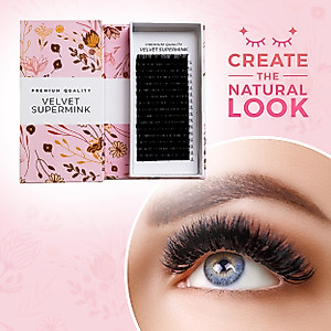LLBA Super Mink Eyelashes Extensions - Multi Selections from 0.03 to 0.2, C CC D Curl, 7-15 mm Length Mixed Tray Silk Eyelashes, Individual Eyelash Extensions (0.03 D, 7-15mm)