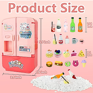20 Pcs Dollhouse Refrigerator Miniature Food Drinks Bottles Dollhouse Accessories 1:12 Mini Fridge Toy with Mini Food Set Pretend Play Kitchen Furniture Mini Things Stuff Tiny Baking