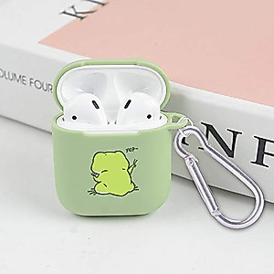 MAYCARI Cute Frog Case for AirPods 2&1 with Keychain,（Green） Animals Design Protective Soft TPU Cover Compatible with Apple AirPods Charging Case for Girls&Boys
