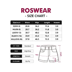 roswear Women's High Waisted Stretchy Denim Shorts Cuffed Jean Shorts White Medium