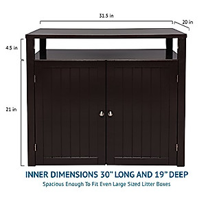 Arf Pets Cat Litter Box Enclosure, Large Cat House Furniture with Table, Designed to Fit Large Litter Boxes