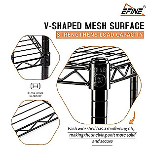 Catalina Creations EFINE 3-Shelf Shelving Unit with 3-Shelf Liners, Adjustable Rack, Steel Wire Shelves and Storage for Kitchen and Garage (36W x 16D x 36H)