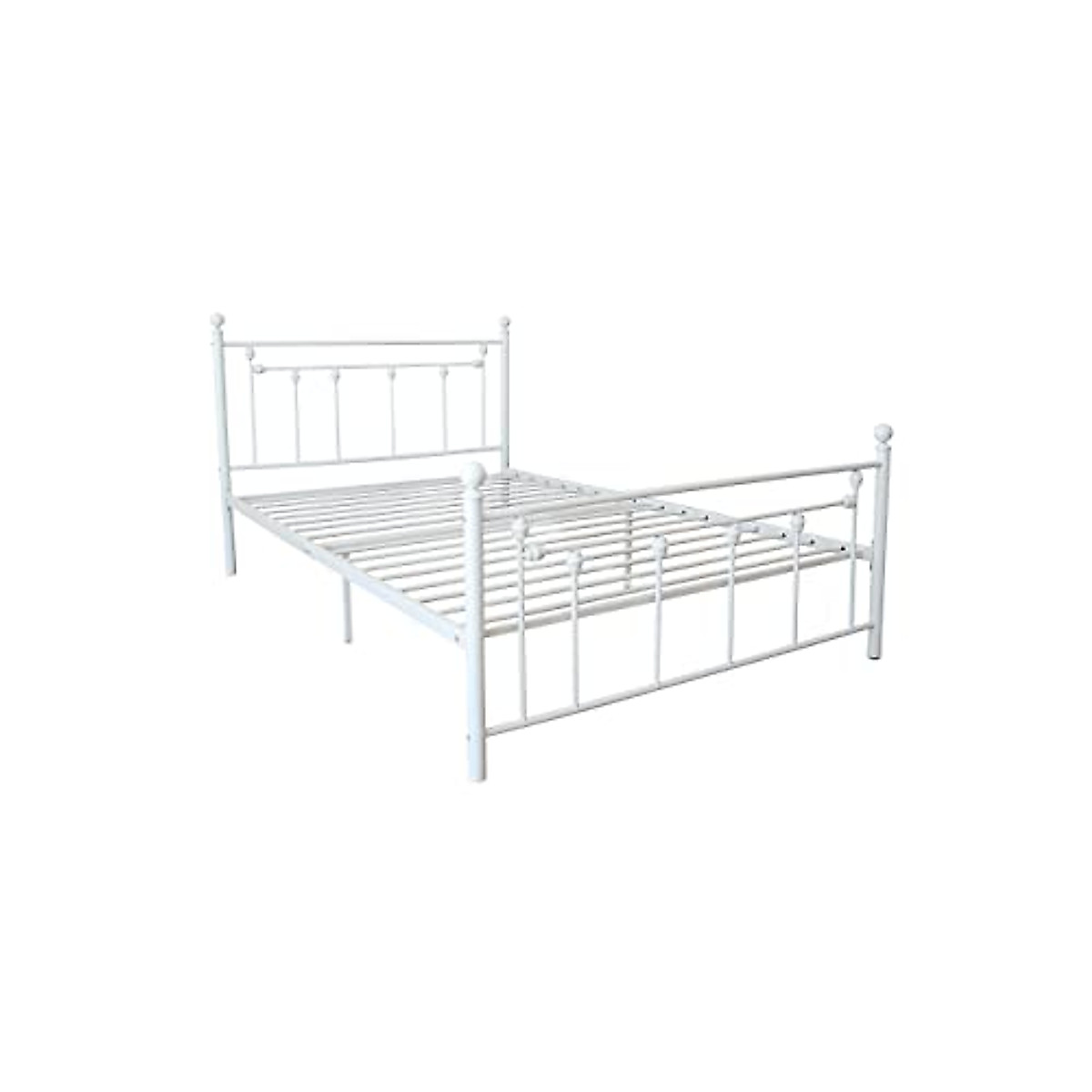 Anwickmak Twin Size Metal Bed Frame with Headboard and Footboard/No Box Spring Needed Mattress Foundation (White)