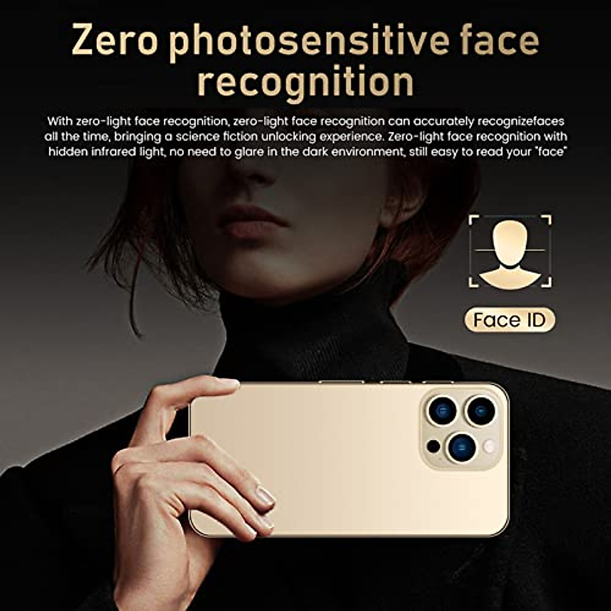 PUSOKEI Unlocked Cell Phone, 4G Mobile Phone, Android12 Smartphone, 6.1 IPS HD Screen, 4GB RAM 64GB ROM, Dual Camera 32MP+8MP, 5G WiFi, Dual SIM, Face Recognition, 4000mAh Battery (Gold)