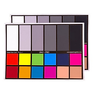 DGK Color Tools DKC-Pro 5" x 7" Set of 2 White Balance and Color Calibration Charts with 12% and 18% Gray - Pro Quality - Includes Frame Stand and User Guide