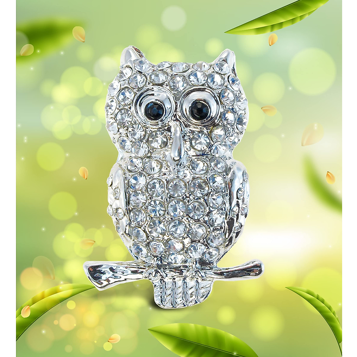 CoTa Global Owl Sparkling Refrigerator Magnet - Silver Sparkling Rhinestones Crystals, Cute Wild Life Animal Bird Magnet For Kitchen Fridge and Locker, Home Decor and Cool Office Decor Novelty - 1.75"