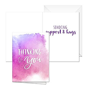 Canopy Street Watercolor Sympathy Cards / 24 Comfort And Peace Note Cards / 6 Colorful Designs With Blank White Envelopes / 4 5/8" x 6 1/4" Thinking Of You Greeting Cards