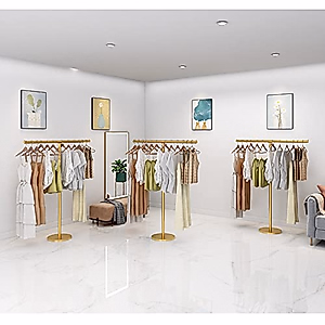 Household Products Industrial Pipe Clothing Rack,t-Shaped Clothing Storage and Display Stand,Heavy Duty Metal Garment Rack for Children and Women Clothing Store Gold 39.4cm/100cm