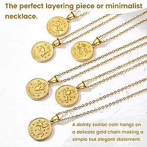 GOLDCHIC JEWELRY Women's Taurus Necklaces, 12 Constellation Gold Tau Pendant Necklace Star Sign Jewellery Gifts