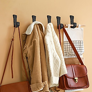 CRAFTSMAN ROAD Vintage Hammered Cast Iron Wall Hooks (Black Finish, Set of 4) - Rustic, Farmhouse Coat Hooks | Great for Coats, Bags, Towels, Hats