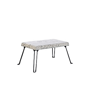 Ore International Old World Accent Seat with Foldable Legs, 17", Ivory