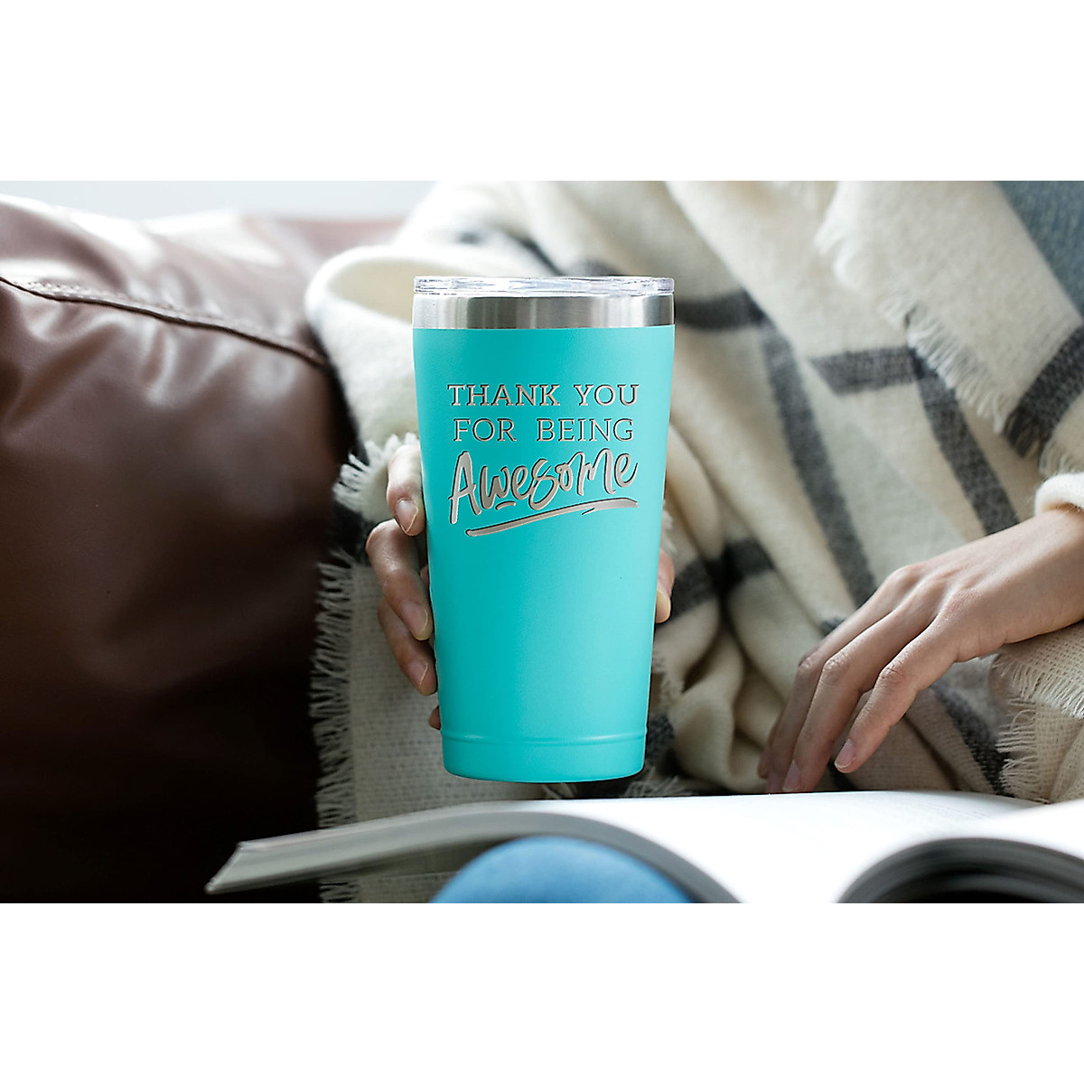 Sodilly Thank You Gifts for Women - Thank You For Being Awesome Gifts Set with Tumbler, Fuzzy Socks, Card - Employee Appreciation - Thank You Gifts for Teacher Volunteer Boss Coworker