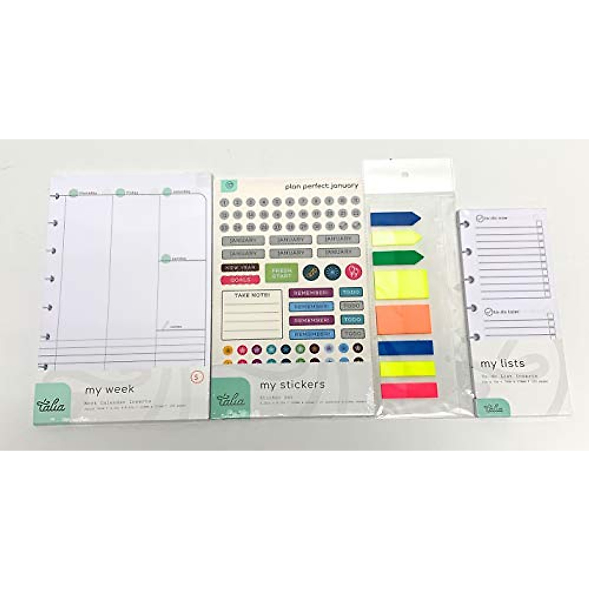 Talia Discbound Notebook Refills (Junior (5.5in x 8.5in), Weekly Undated ORG Kit)